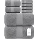 White Classic Luxury Cotton 8Pc Multi Size Towel Set [2 Bath Towels, 2 ...